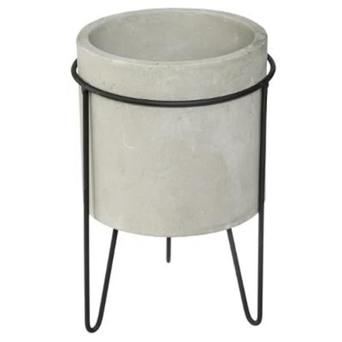 Cache-Pot en Ciment sur Pied "Oléa" 17cm Gris - Cdiscount Jardin