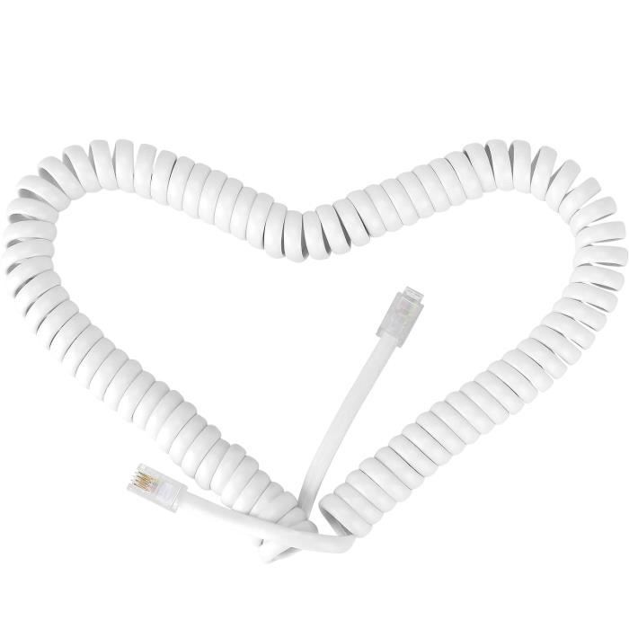 Câble Spiralé Pour Téléphone Flexible Cordon Bouclé Rj9 Prise Rj9 Vers ...