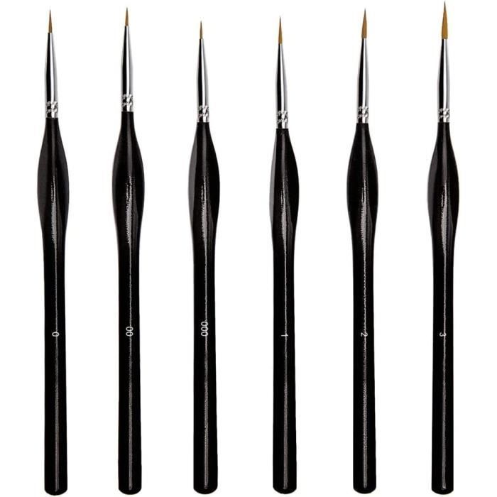 REQAG 6 pièce Pinceau Fin pour Peinture Aquarelle Pinceaux à Poils Fins ...