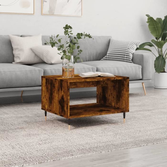 HOP-Table basse chêne fumé 60x50x40 cm bois d'ingénierie-HOP829249 ...