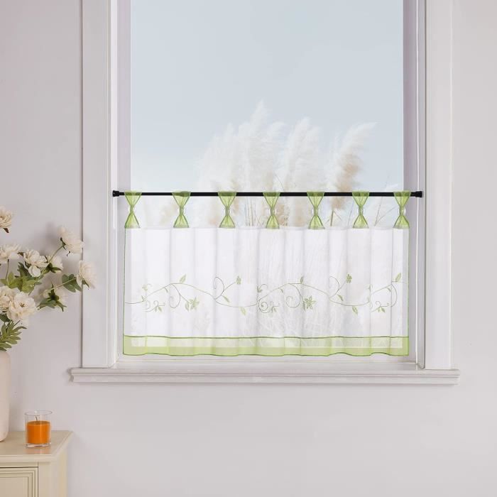 Rideau Brise-Bise À Passants Motif Fleurs Brodées - Petit Rideau De ...