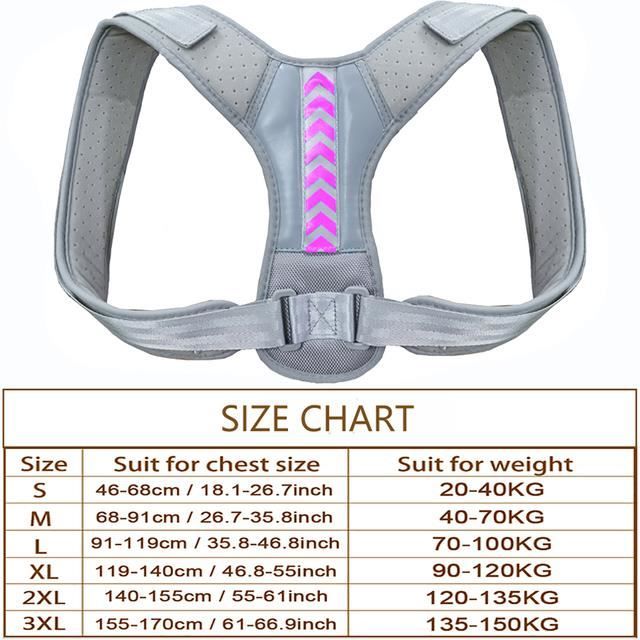 Back corrector,B-Gray pink-XL--Attelle de posture ajustable pour le ...