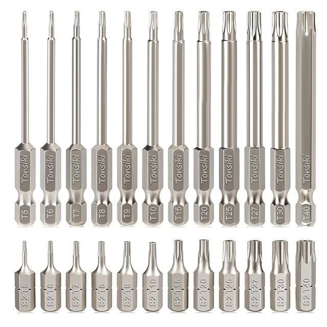 VISSEUSE - DEVISSEUSE,--jeu'embouts Torx pour perceuses à percussion électriques, 24 pièces ...