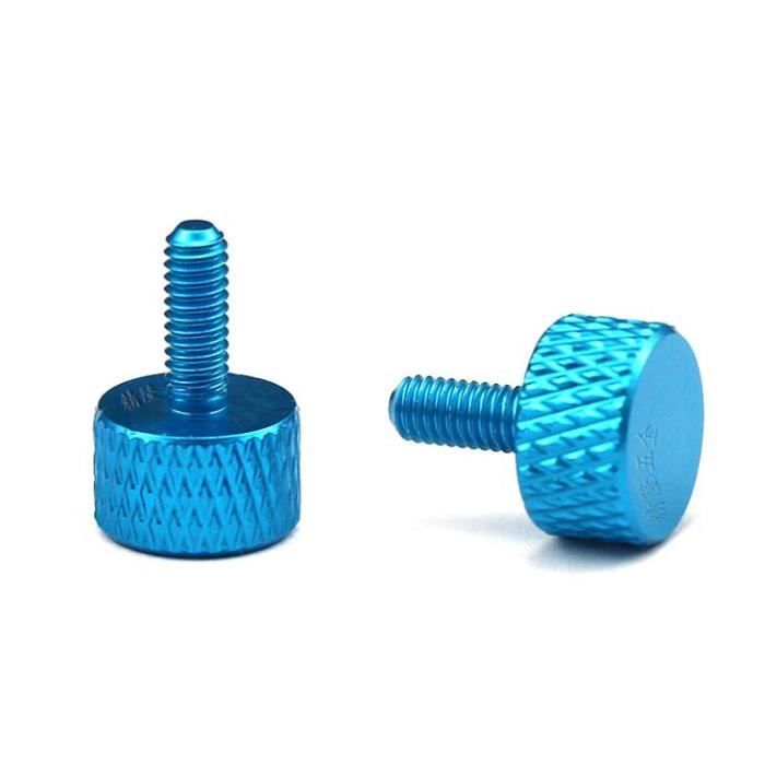 Blue-M3-6mm -Vis à molette en aluminium moleté coloré M3 M4 * 6-8-10-12-16, 5 pièces-lot ...