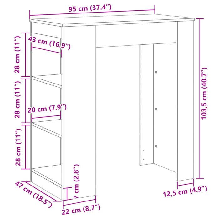 VidaXL Table de bar avec étagères blanc bois d'ingénierie 854382 ...