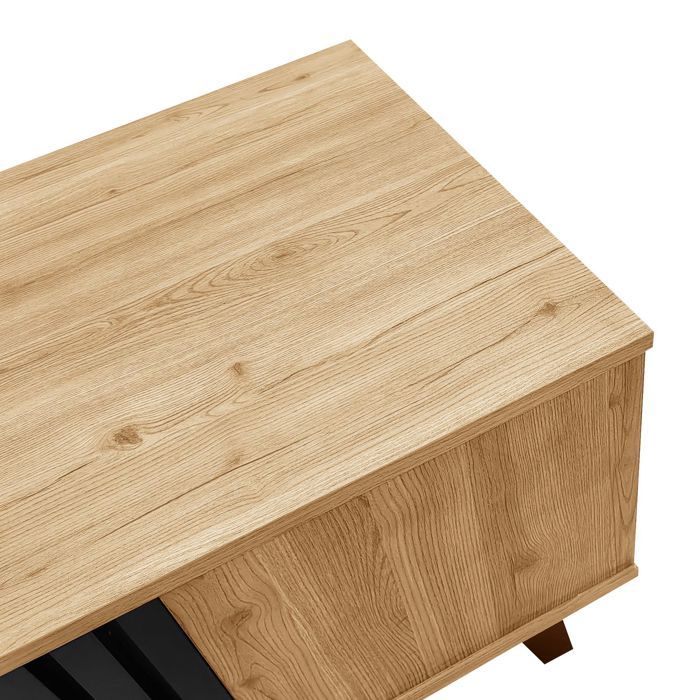 Table basse 100x60, design bois et noir table basse salon, rangement ...