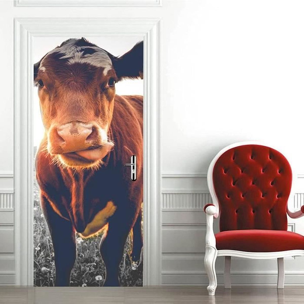 Sticker Porte Autocollant Poster De Porte 3D Thème Animal Drôle De ...