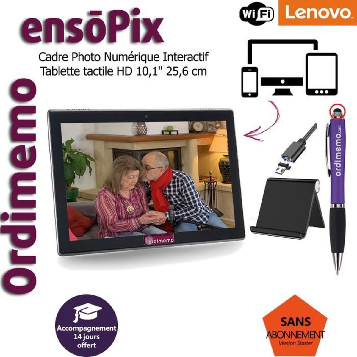 Cadre Photo numérique connecté tactile Ordimemo EnsoPix Lenovo 2-32 HD ...