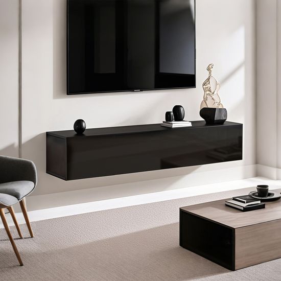 Meuble Tv Suspendu Noir Matnull
