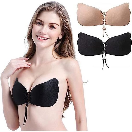2pcs Adhesif Push Up Invisible Soutien Gorge, Dos Nu Bra sans Bretelles,Adhesif Push Up Bra ...