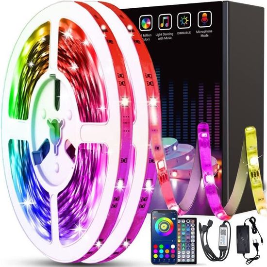 Ruban Led 20m Bande Led 5050 RGB Contrôlé par APP Télécommande Lumière Led Décorative pour ...