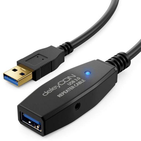 10m Câble Actif USB 3.0 Rallonge Active avec 2 Amplificateur de Signal ...