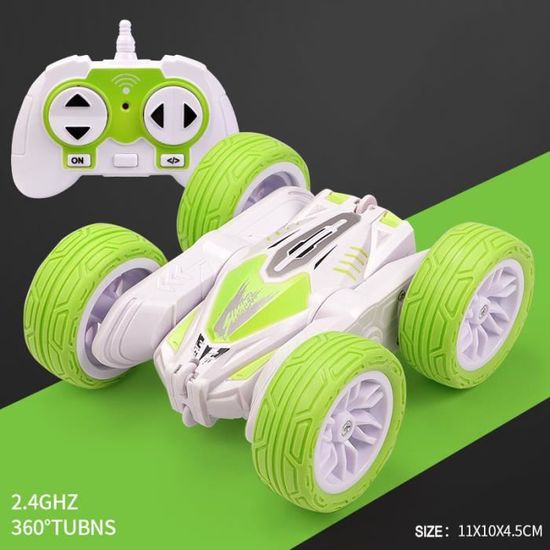 Green Voiture de cascadeur 4x4 télécommandée avec Radio 2.4G, Double face, 360 °, modèle de ...