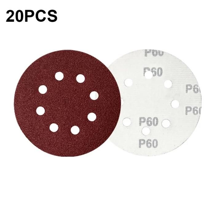 20 pièces 125mm 8 trous papier abrasif pour travail du bois métal ...