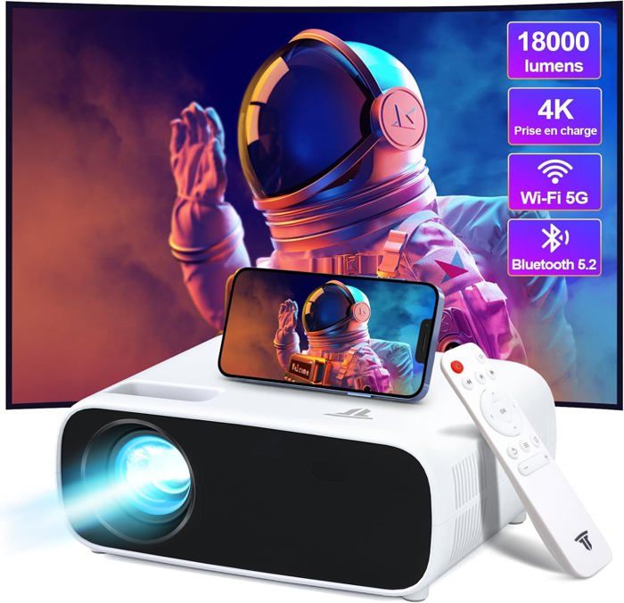 Mini Projecteur Lcd 5G Wifi Bluetooth,18000 Lumens,1080P Full Hd Home ...