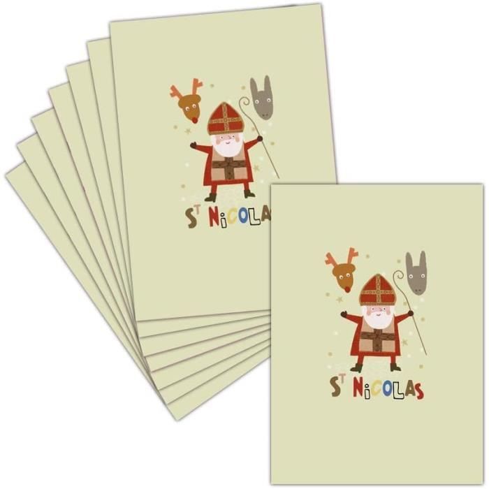 Carte Saint Nicolas Dessin \U2014 8 Cartes Pliées 3 Formats Dispos ...