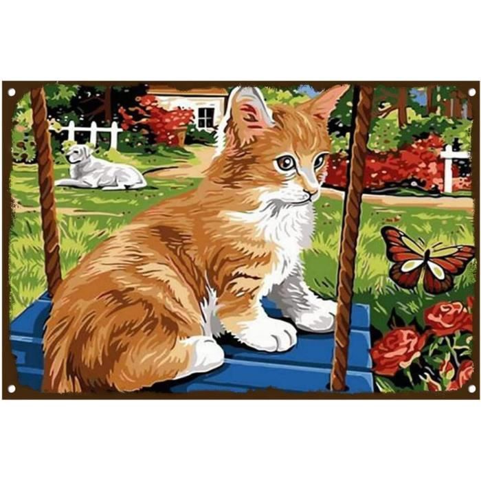 Poster Métallique Affiche,Animal de Chat Mignon,Peinture Art Décoratif ...