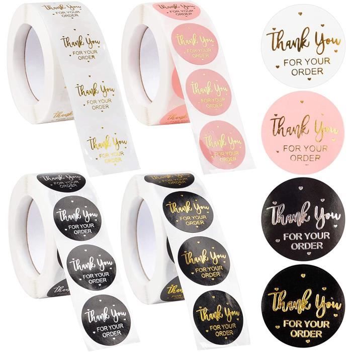 2000 Pièces Autocollants d'Étiquette de Remerciement Ronds Stickers ...