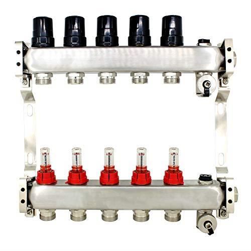 Collecteur plancher chauffant 5 departs acier inoxydable pour ... Collecteur plancher chauffant 5 departs acier inoxydable pour ...