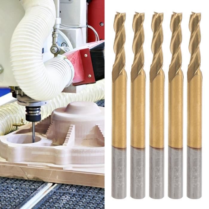 EJ.life Fraise à bout plat CNC Router Bits - 5Pcs Flat End 3 Flute ...