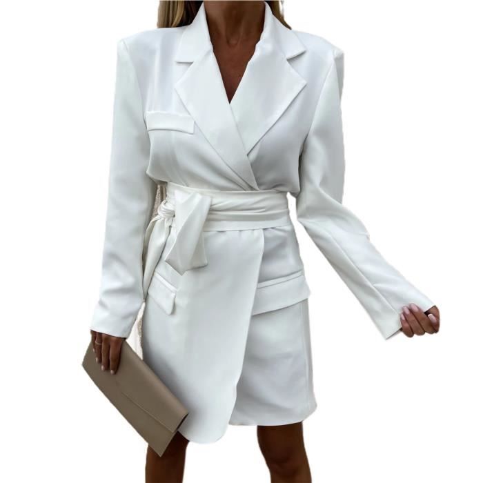 ROBE Blazer mini robe de banlieue de style banlieue taille serrée mode ...