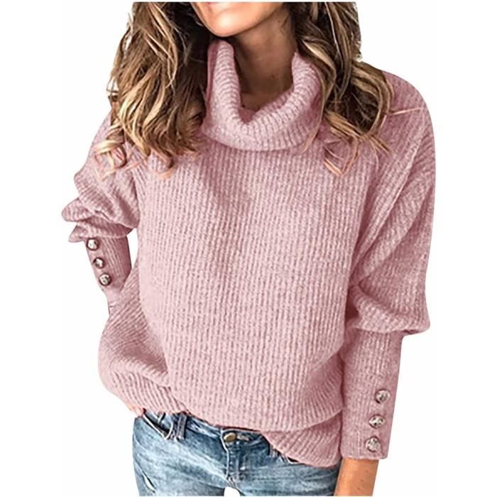 Pull Femme - Chic et Élégant - Col Roulé - Manches Longues - Taille S ...
