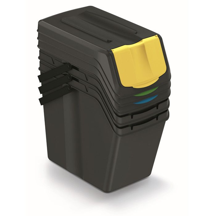 Ensemble de poubelles de tri Keden SORTI BOX 3x25l - noir recyclage ...