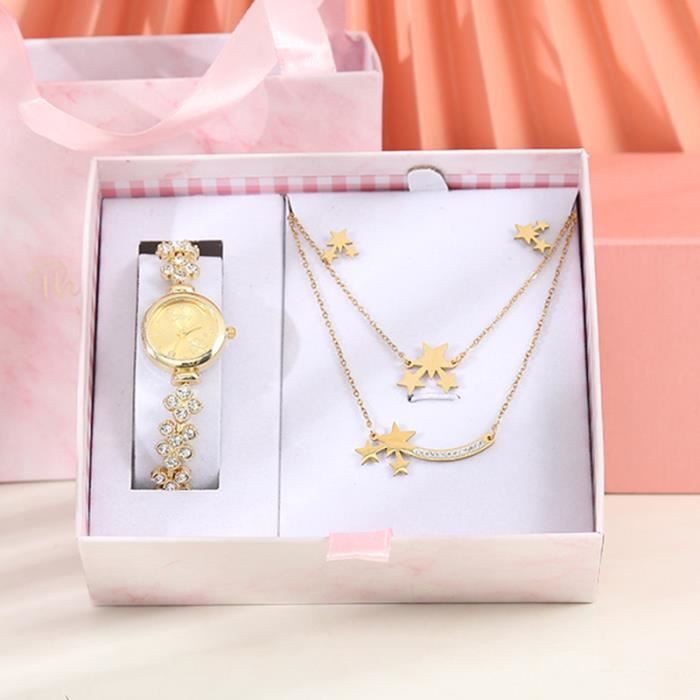 Coffret montre femme + bracelet + collier + des boucles d'oreilles ...