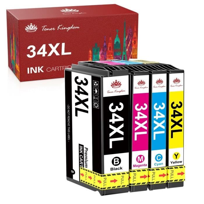 4x Cartouches d'encre TONER KINGDOM 34 34XL Compatible pour Epson 34XL ...