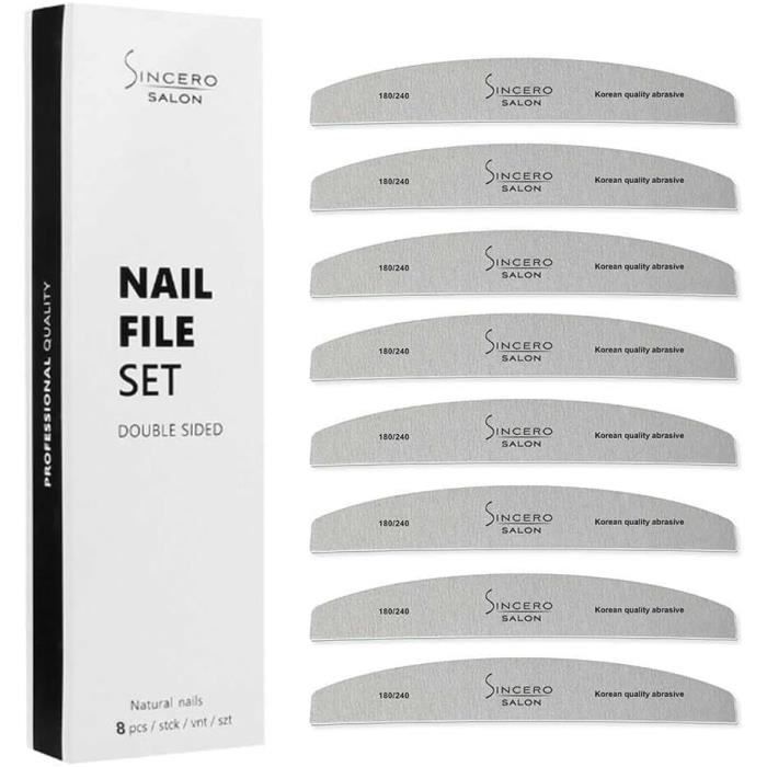 Set Limes À Ongles 8Pcs Pour Ongles Naturel Et Acrylique - Double Face ...