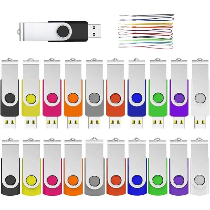 Lot De 20 Clé Usb 2 Go Clef Usb 2Go Rotation Pendrive Usb 2.0 Mémoire ...