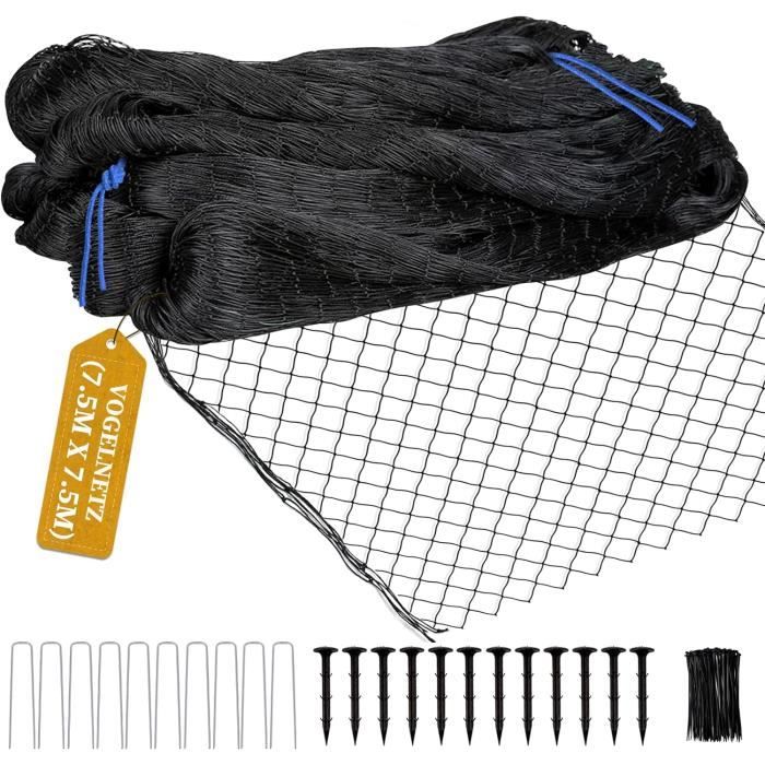 Filet De Protection Contre Les Oiseaux, 7,5 M X 7,5 M, Avec Maille Fine De 2 Cm, Réutilisable ...