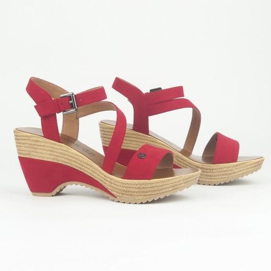 Sandales compensées rouges Chattawak - Maelle - Cdiscount Chaussures