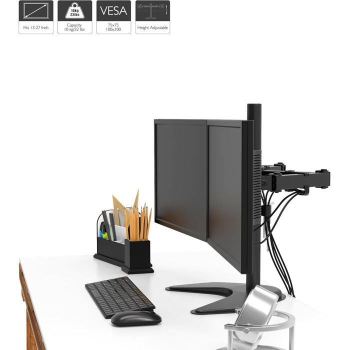 Support écran double pour moniteur - ARNUSA - 13-27 pouces - Inclinable ...