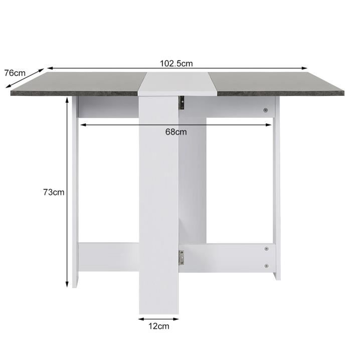 Table de cuisine pliante - Console Pliant - Blanc-Gris - 4 places ...