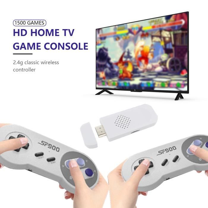 Console de jeu rétro - SF900 - 1500 jeux - 2 contrôleurs sans fil ...