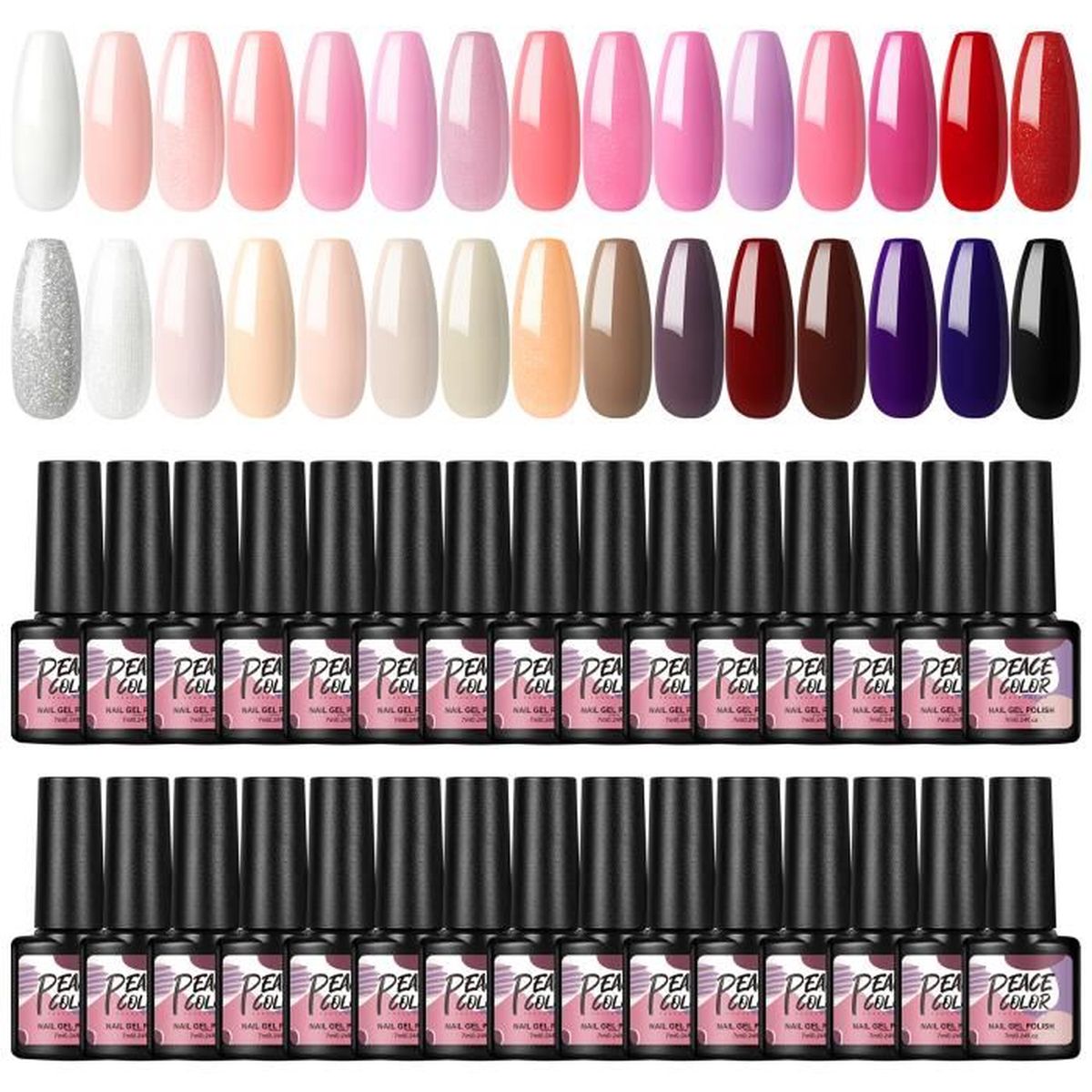 30pcs Vernis Semi Permanent Kit Vernis à Ongles Gel uv led Soak off ...