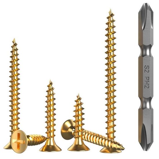 Assortiment de 180 vis à bois M4, vis cruciformes plates à tête fraisée ...