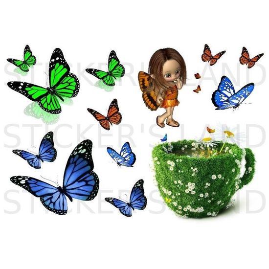 STICKERS DÉCORATIFS PAPILLON à découper (Planche à stickers DIMENSIONS ...