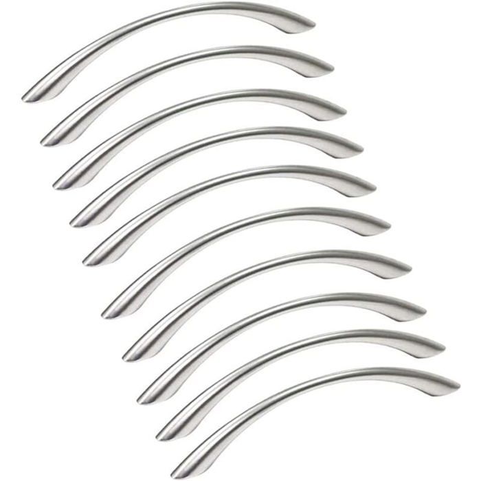 Lot de 10 Poignes de Meuble en Inox Nickel Bross Entraxe 128 mm pour ...