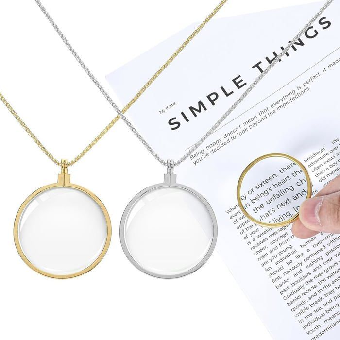 Loupe Monocle, 2 Pièces Loupe Collier, Loupe 5X, Collier Loupe Femme ...