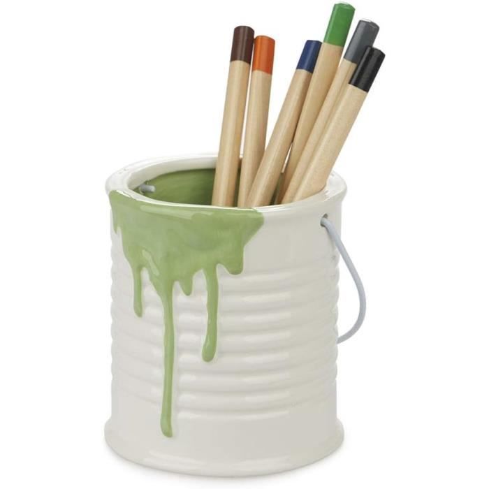 Pot À Crayons Painty Couleur Vert Et Blanc Pot Pour Crayons, Stylos ...