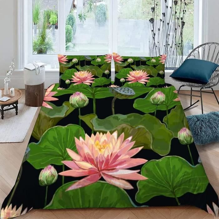 Housse De Couette - Lotus Bedding - Feuille De Lotus - Microfibre ...