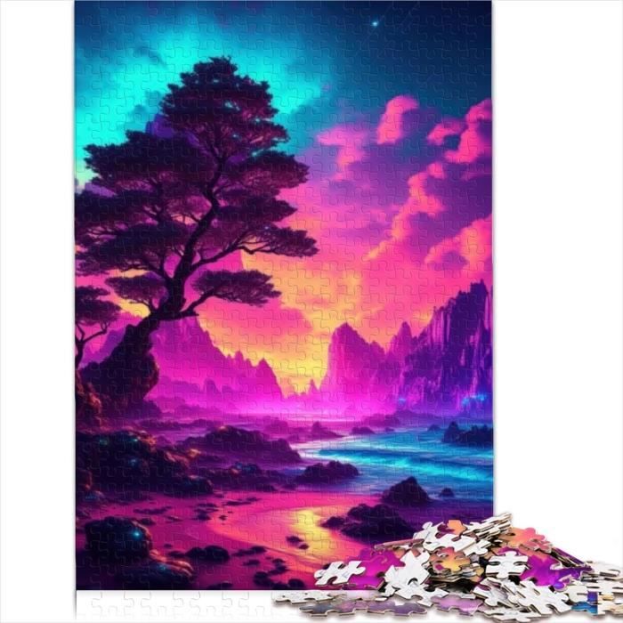 Puzzle 500 Pièces Synthwave Beach Sunset - Marque - Modèle - Frame ...
