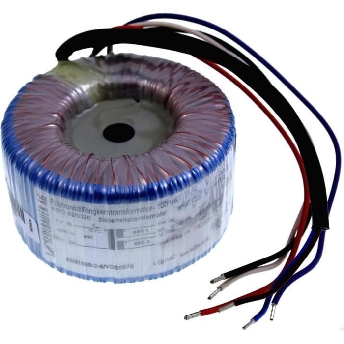 Transformateur toroïdal Transformateur 100VA 2x12V pour audio, industriels, halogènes et sur ...