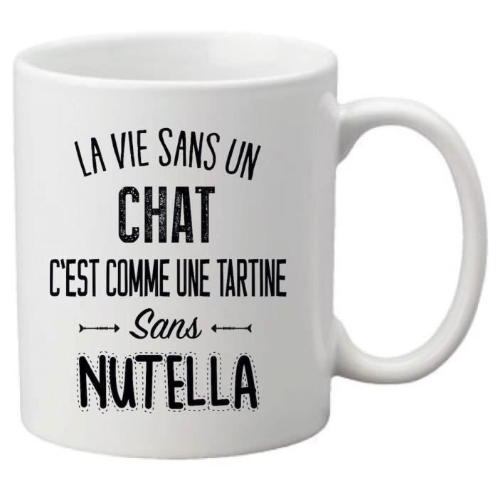 Mug céramique imprimé citation humour La vie sans un chat c'est comme ...