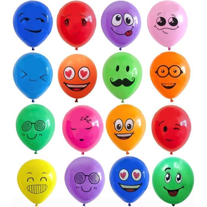 Ballons Émoticônes Smiley en Latex - Assortiment de 100 pièces ...