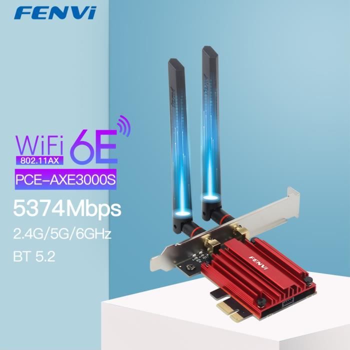 Adaptateur PCI-E Wi-Fi 6E - fenvi - PCE-AXE3000S - 5374Mbps - Tri-bande - Bluetooth 5.2 ...