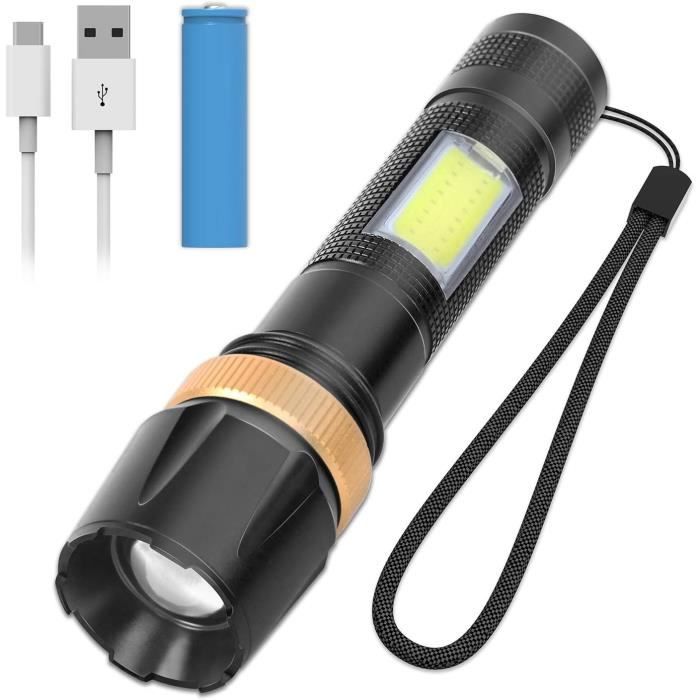 Torche Lampe Usb Rechargeable,Ultra Puissante Cob Lampe De Poche Grand ...