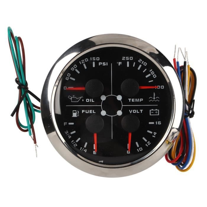 Jauge 4 en 1 4in1 85mm jauge multifonction niveau de carburant pression d'huile température de l ...